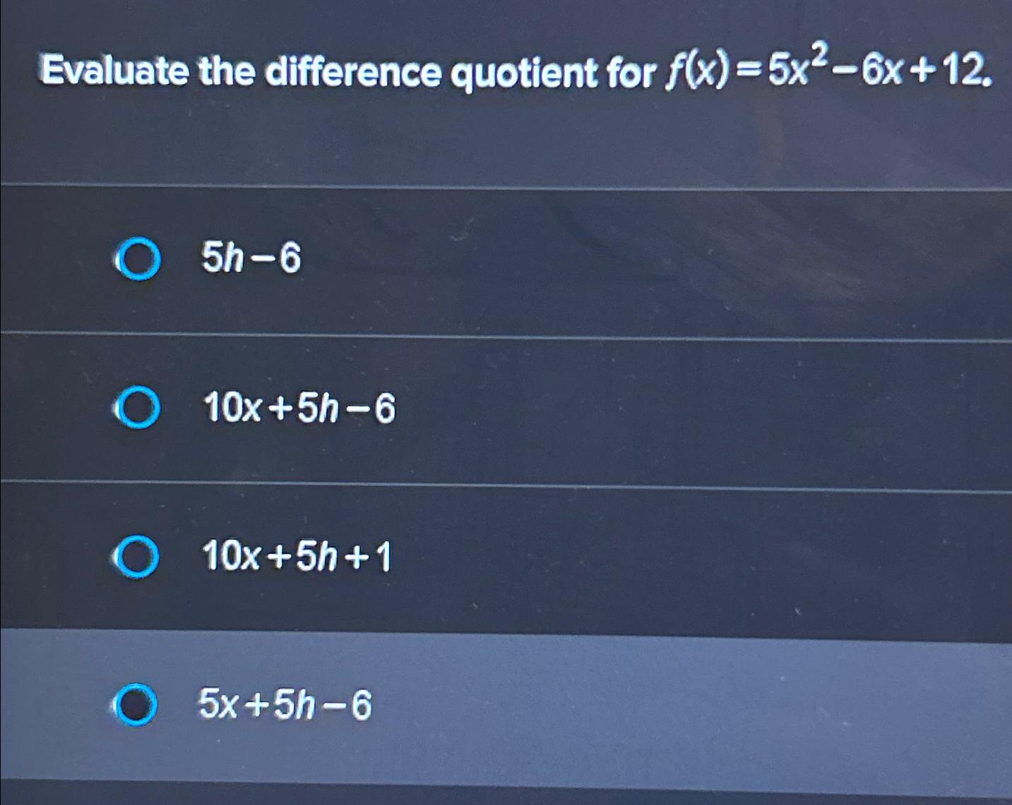 Solved Evaluate the difference quotient for | Chegg.com
