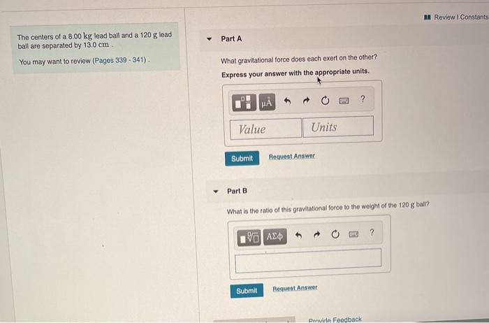 Solved A Review Constants Part A The centers of a 8.00 kg | Chegg.com