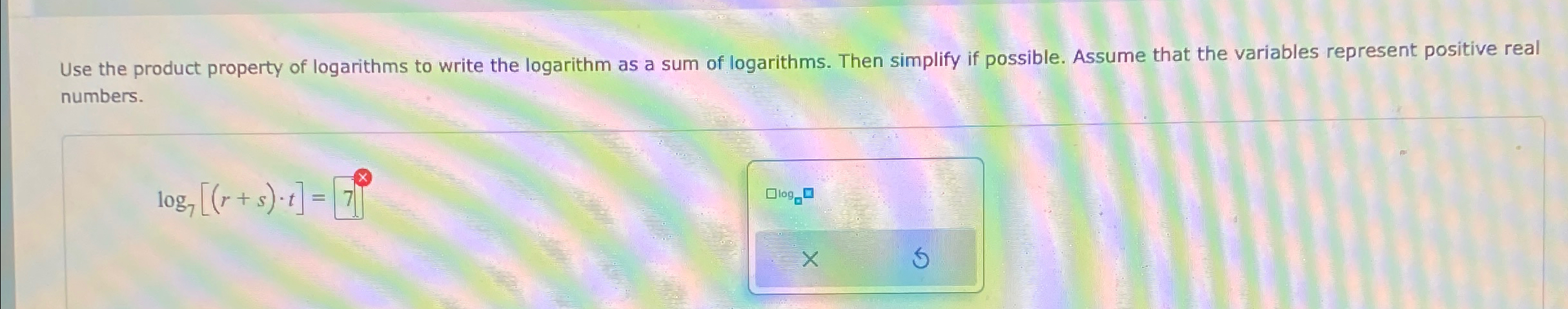 Solved Use the product property of logarithms to write the | Chegg.com
