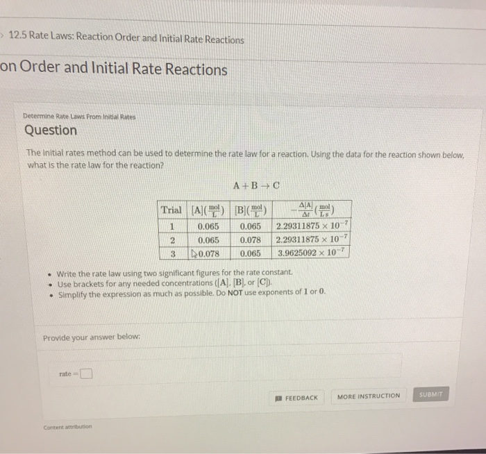 Solved > 12.5 Rate Laws: Reaction Order and Initial Rate | Chegg.com