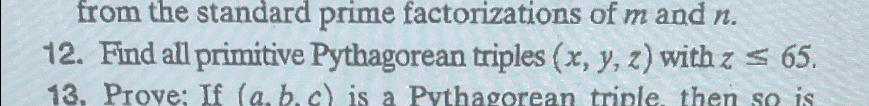 Solved 12. ﻿Find all primitive Pythagorean triples (x,y,z) | Chegg.com