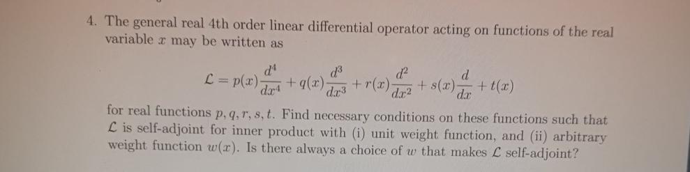 Solved The general real 4th order linear differential | Chegg.com