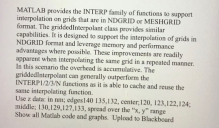 Solved MATLAB provides the INTERP family of functions to | Chegg.com