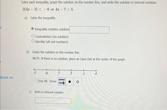 Solved Solve each inequality, graph the solution on the | Chegg.com