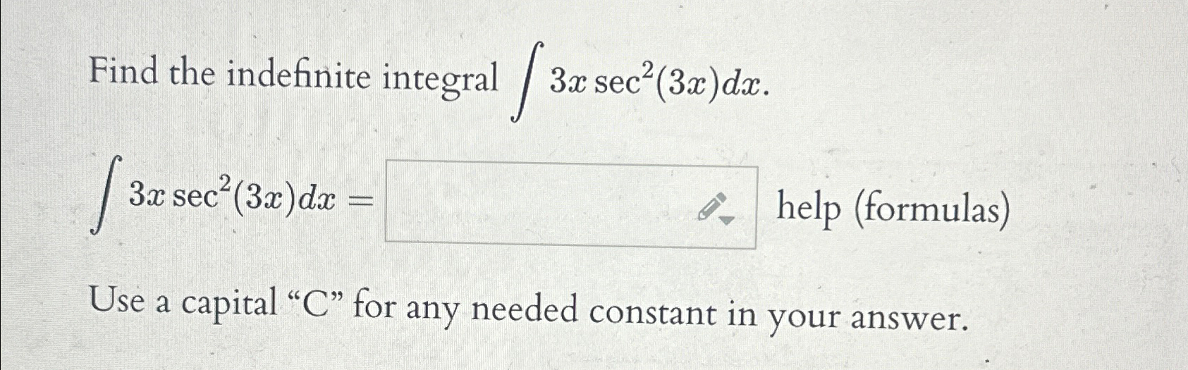 Solved Find the indefinite integral | Chegg.com