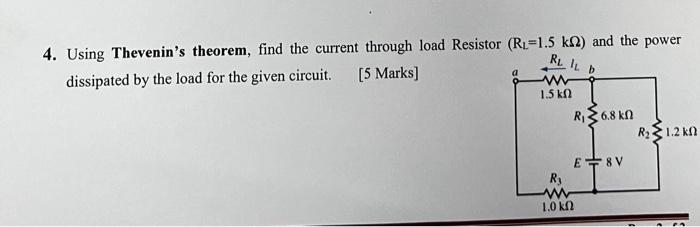 Solved 4. Using Thevenin's theorem, find the current through | Chegg.com
