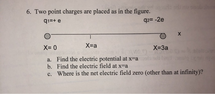 Solved 6. Two point charges are placed as in the figure. | Chegg.com