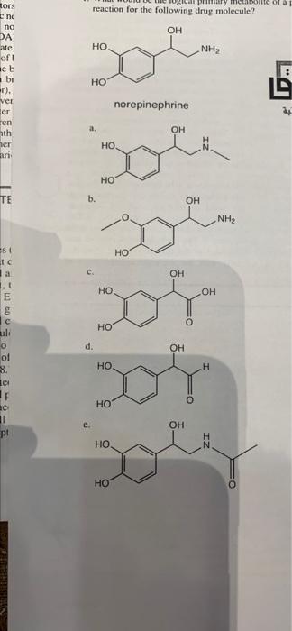 Solved what would be the logical primary metabolic of phase | Chegg.com