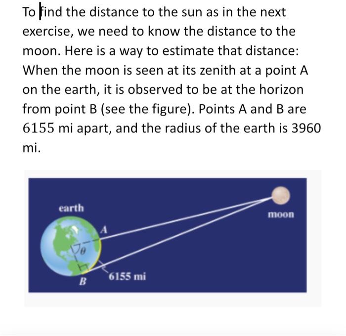 Solved To find the distance to the sun as in the next | Chegg.com
