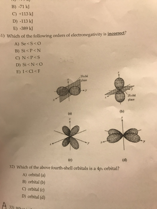 Solved 2 ) B) -71 kJ C) +113 kJ D) -113 kJ E) -389 kJ -1) | Chegg.com