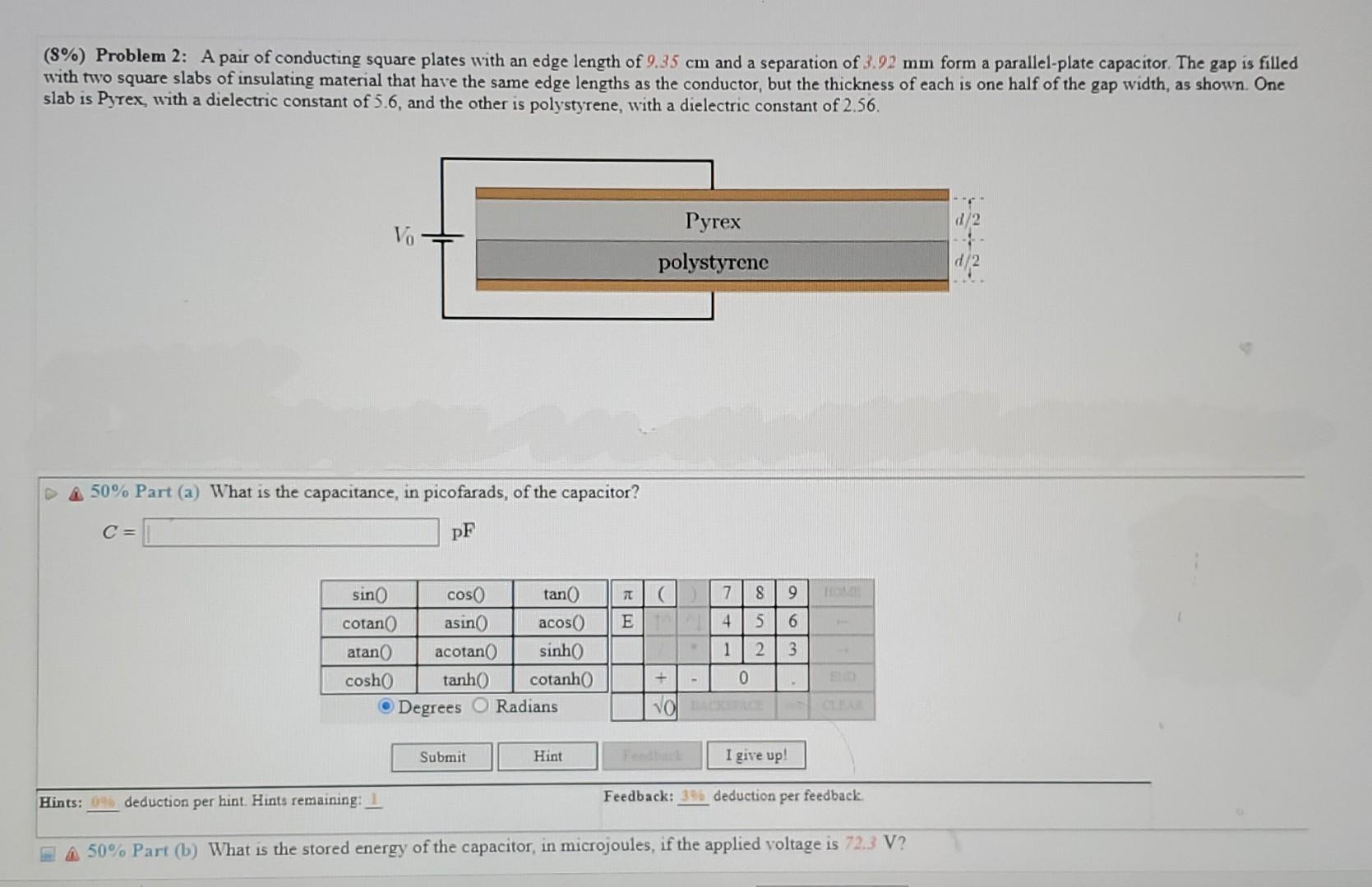 Solved (a) What is the capacitance in picofarards of the | Chegg.com