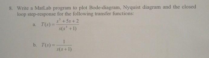 Solved 8 Write A Matlab Program To Plot Bode Diagram
