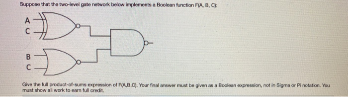 Solved Suppose that the two-level gate network below | Chegg.com