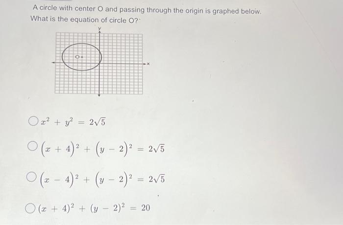 Solved A circle with center O and passing through the origin | Chegg.com