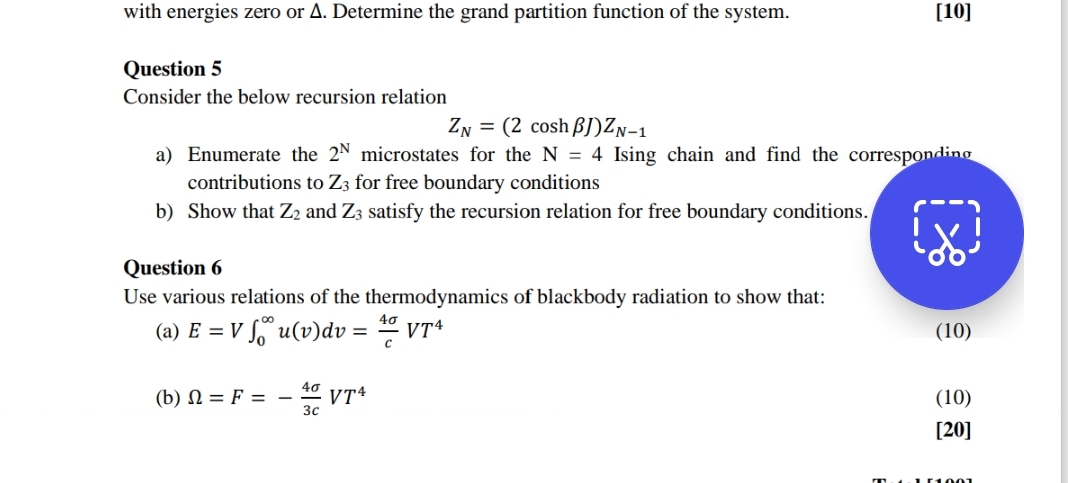Solved with energies zero or Δ. ﻿Determine the grand | Chegg.com