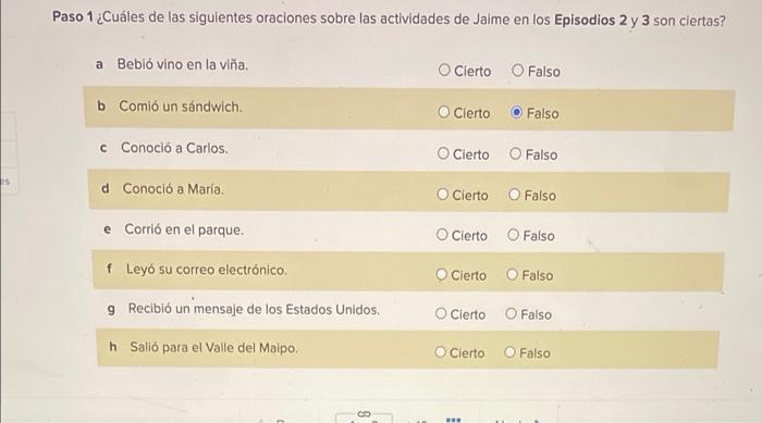 Paso 1 ¿Cuáles de las siguientes oraciones sobre las | Chegg.com