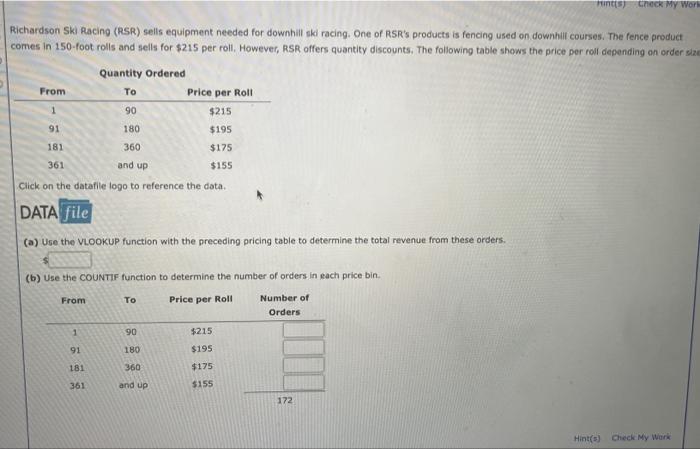 Solved Richardson Ski Racing (RSR) sells equipment needed | Chegg.com