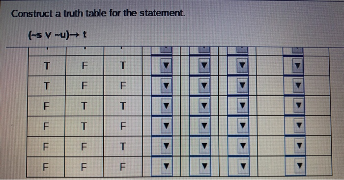 Solved Construct A Truth Table For The Statement V Ut 
