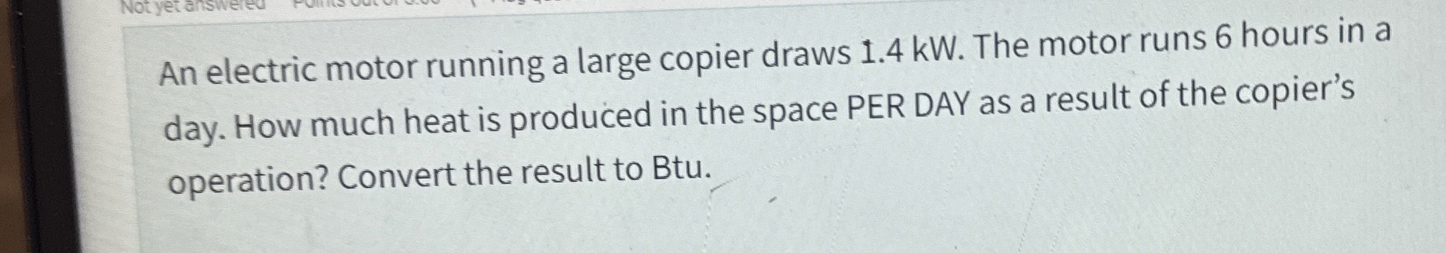 Solved An electric motor running a large copier draws 1.4 | Chegg.com
