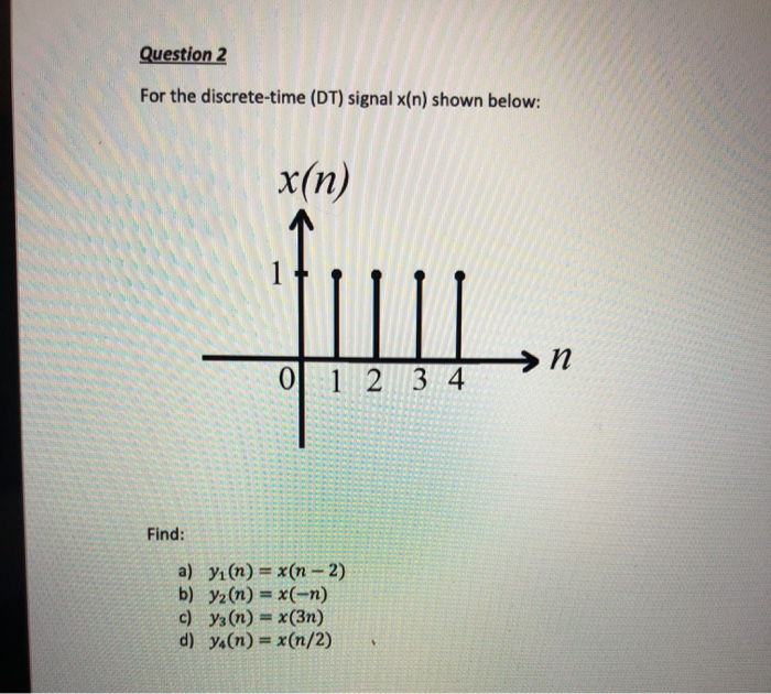 Solved Question 2 For the discrete-time (DT) signal x(n) | Chegg.com