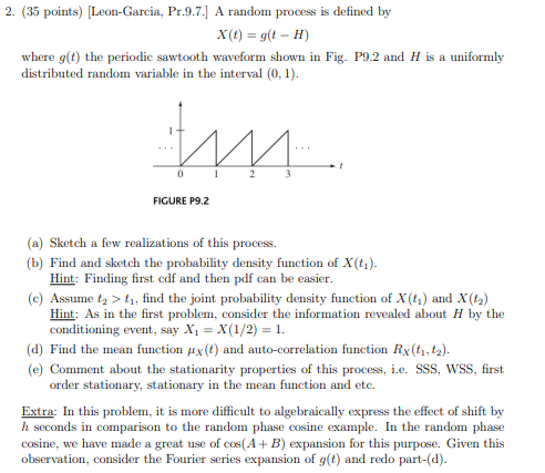 Solved (35 ﻿points) [Leon-Garcia, Pr.9.7.] ﻿A random process | Chegg.com