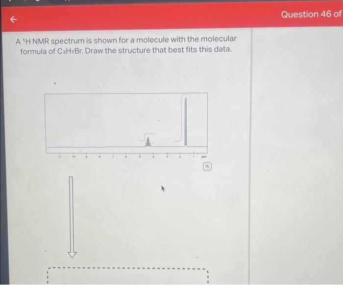 Solved A 'H NMR spectrum is shown for a molecule with the | Chegg.com