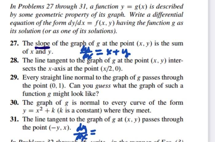 Solved In Problems 27 through 31, a function y = g(x) is | Chegg.com
