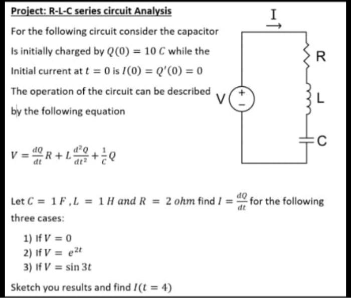 Solved Project: R-L-C series circuit Analysis For the | Chegg.com