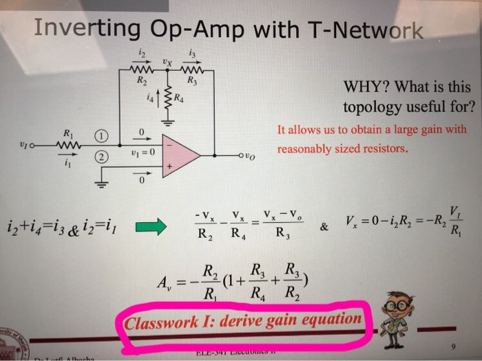 Solved Inverting Op-Amp with T-Network is R2 R3 WHY? What is | Chegg.com