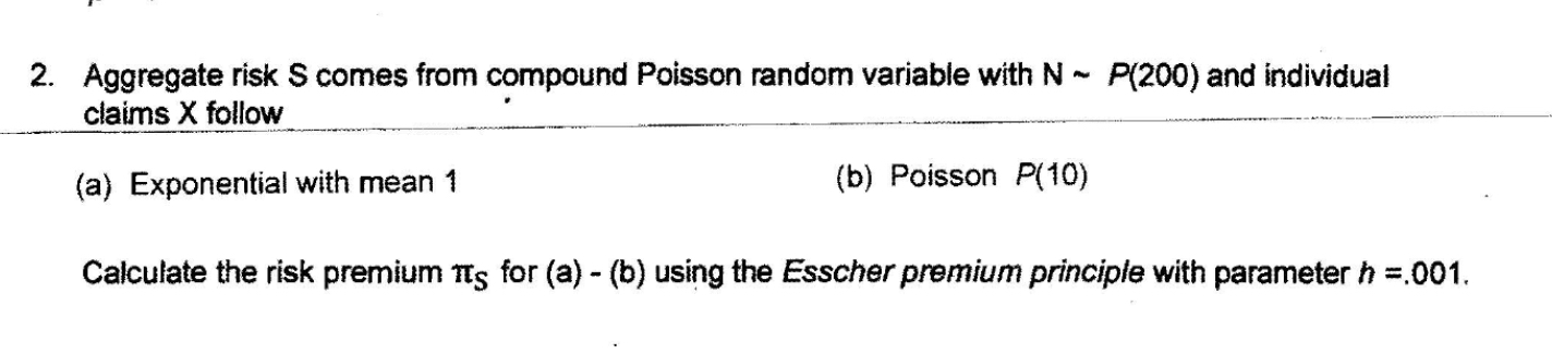 Solved Aggregate risk S ﻿comes from compound Poisson random | Chegg.com