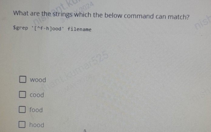 Solved What are the strings which the below command can | Chegg.com