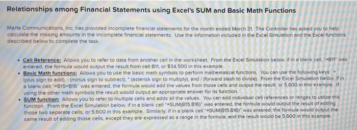 Solved Relationships among Financial Statements using | Chegg.com