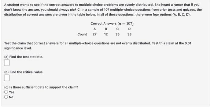 Solved A student wants to see if the correct answers to | Chegg.com