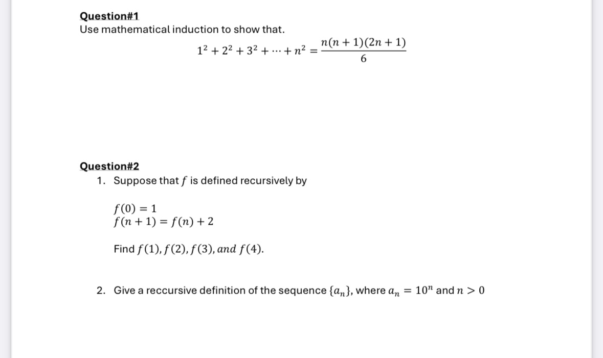 Solved Question#1Use mathematical induction to show | Chegg.com