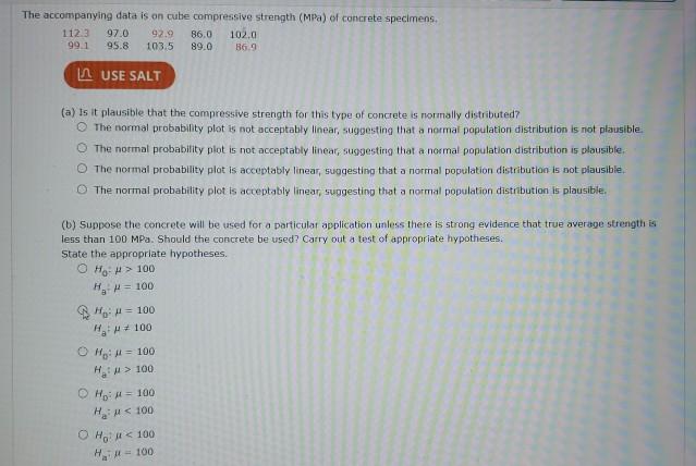 Solved The accompanying data is on cube compressive strength | Chegg.com