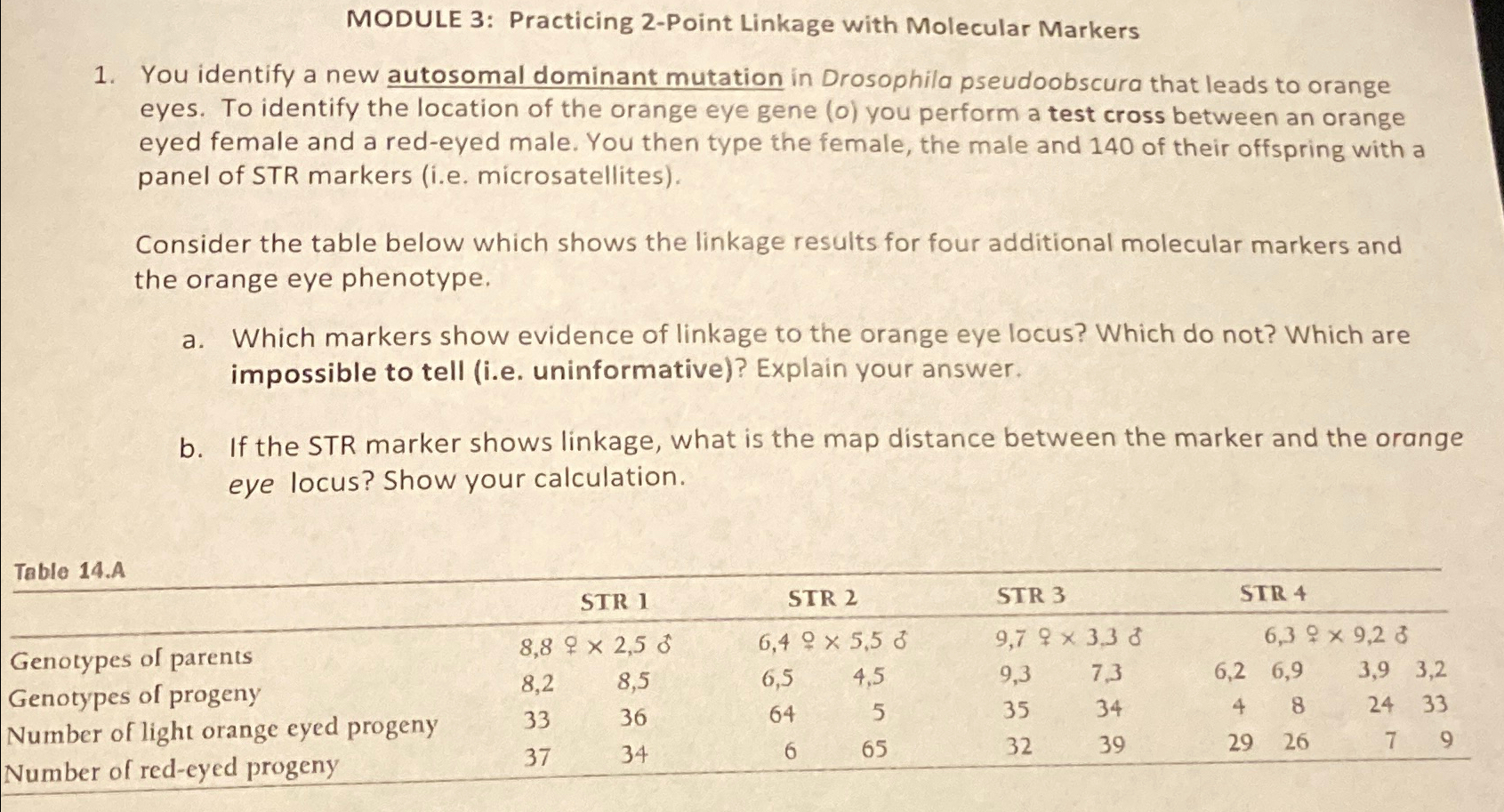 Solved MODULE 3: Practicing 2-Point Linkage with Molecular | Chegg.com