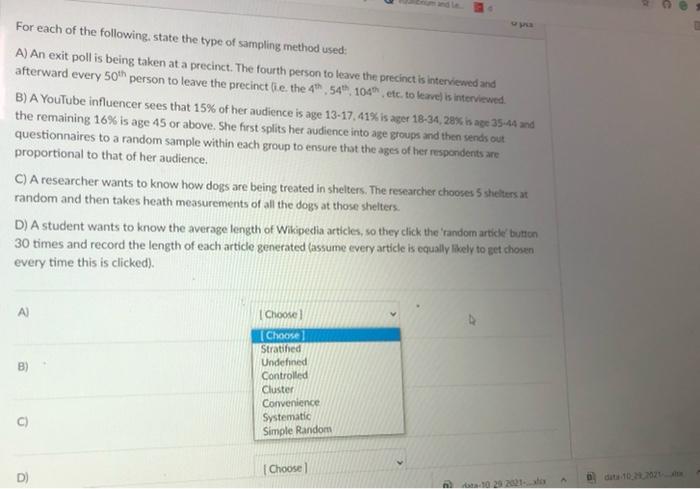 Solved c For each of the following state the type of | Chegg.com