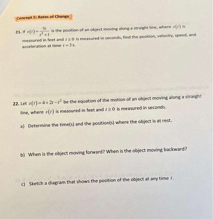 Solved 21 If S T T2 15t Is The Position Of An Object