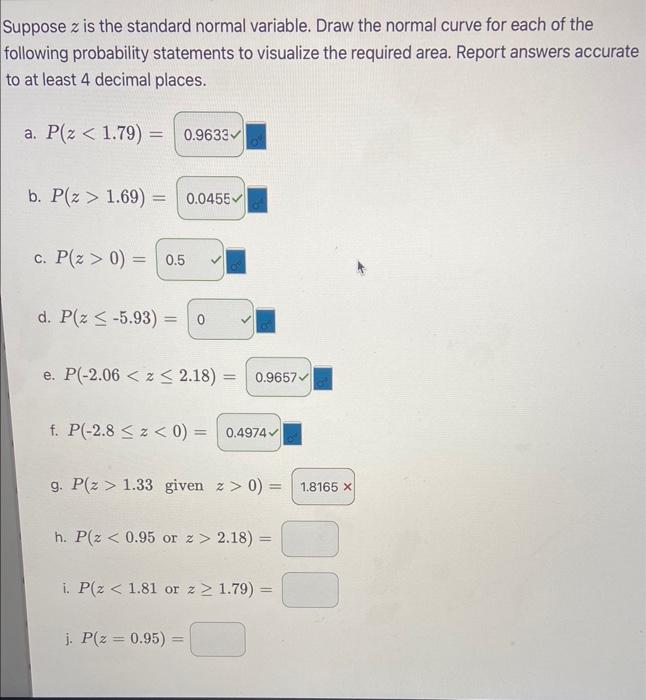 Solved Suppose z is the standard normal variable. Draw the | Chegg.com