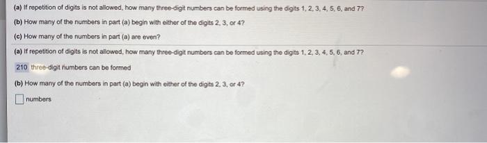 Solved (a) If repetition of digits is not allowed, how many | Chegg.com