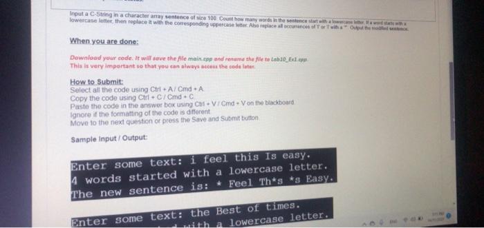 Solved Input a C String in a character any sentence of size | Chegg.com
