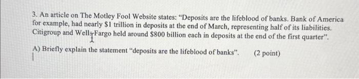 Solved 3. An article on The Motley Fool Website states: | Chegg.com