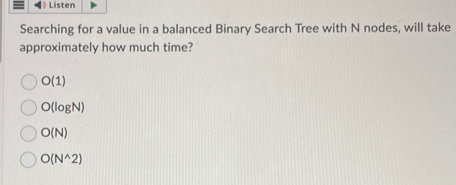 Solved Searching for a value in a balanced Binary Search | Chegg.com