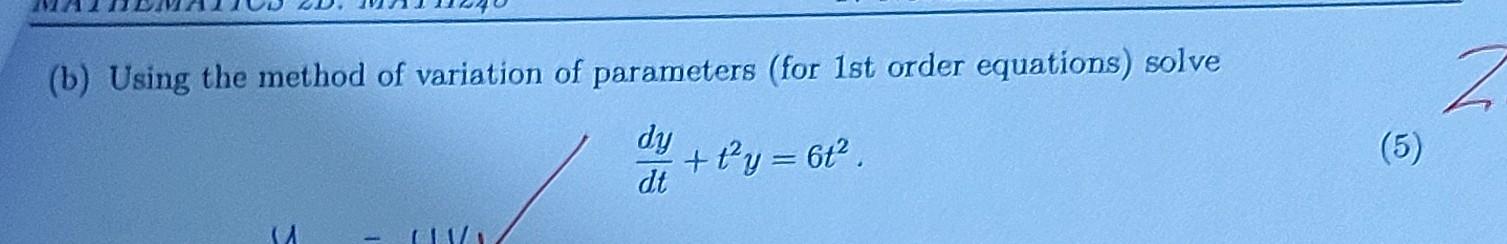 Solved (b) Using the method of variation of parameters (for | Chegg.com