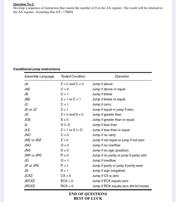 Solved Question No.2: Develop a sequence of instruction that | Chegg.com