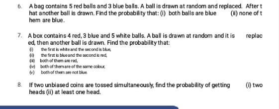 Solved 6. A bag contains 5 red balls and 3 blue balls. A | Chegg.com