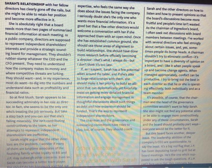 Solved Foto inally, Sarah thought. J.P. Offutt, the CEO, | Chegg.com