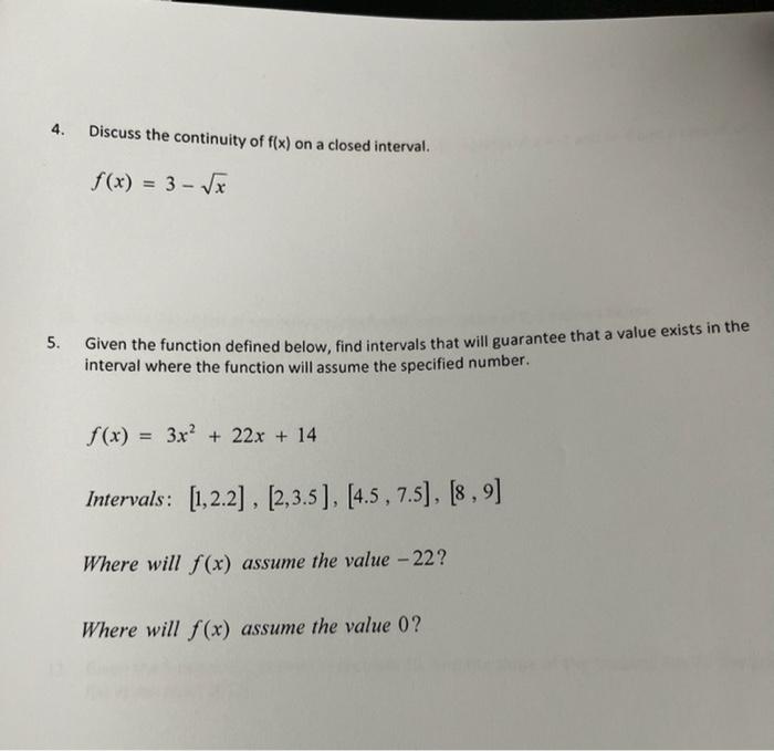 Solved 4. Discuss the continuity of f(x) on a closed | Chegg.com