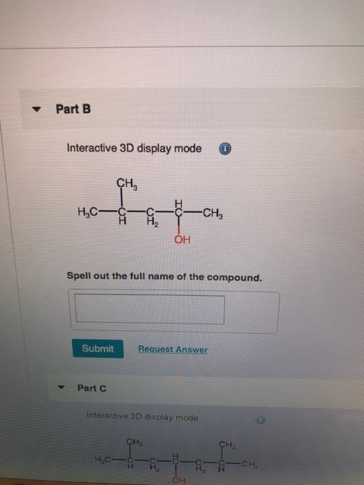 Solved Part A Interactive 3D display mode 0 H₂C4 -ОН Spell | Chegg.com