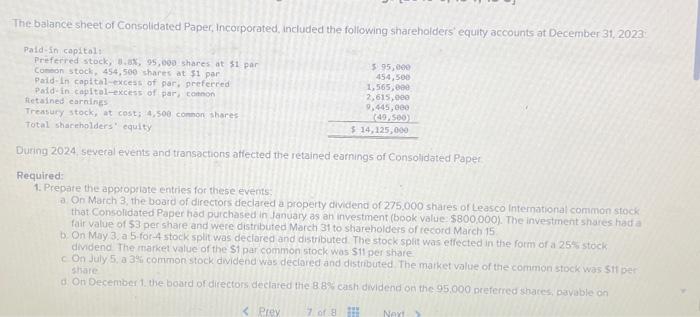 Solved The balance sheet of Consolidated Paper, | Chegg.com